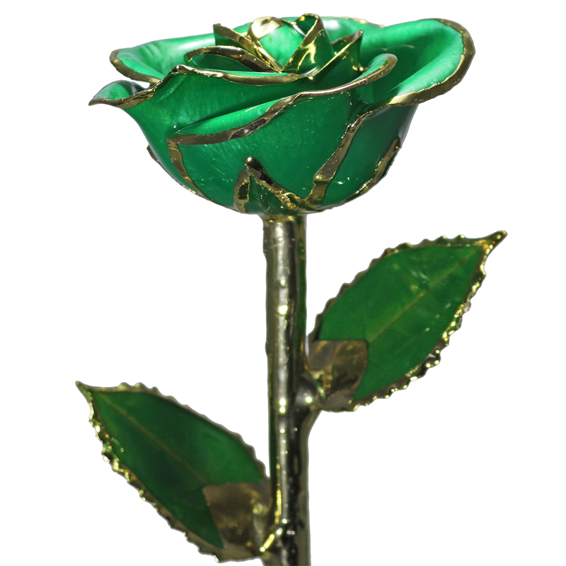 2-Tone Light Green Rose in Gold (August) - Living Gold Co.