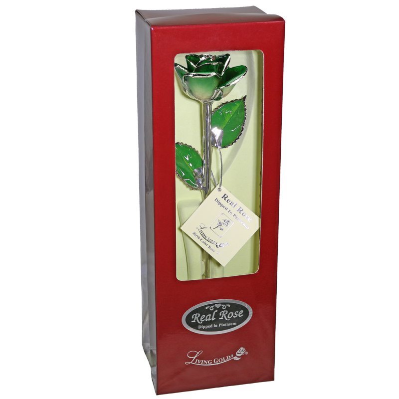 2-Tone Dark Green Rose in Gold (May) - Living Gold Co.