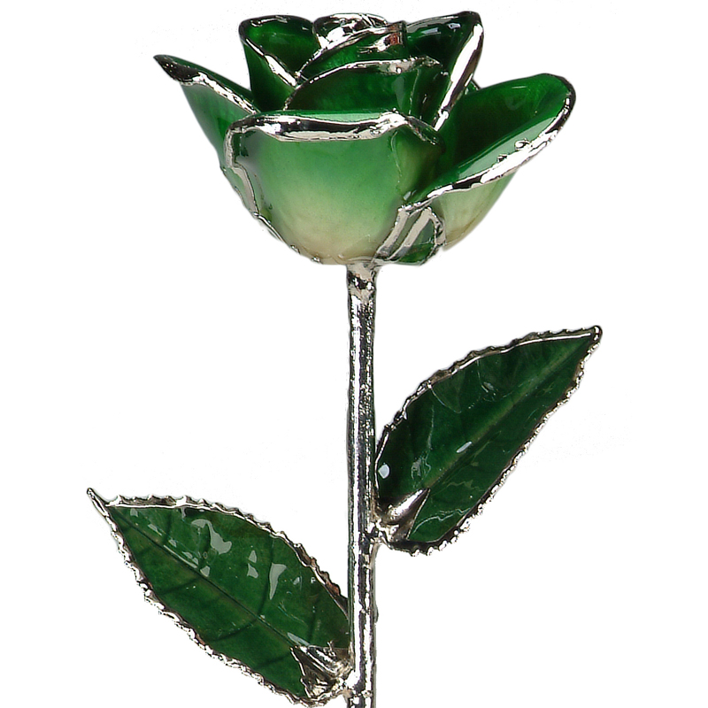 2-Tone Dark Green Rose in Gold (May) - Living Gold Co.