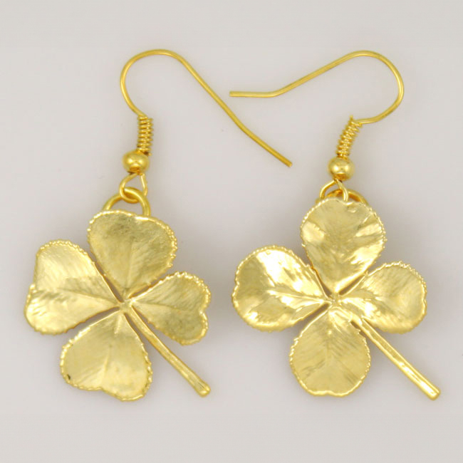 4-Leaf Clover Earrings in Gold - Living Gold Co.